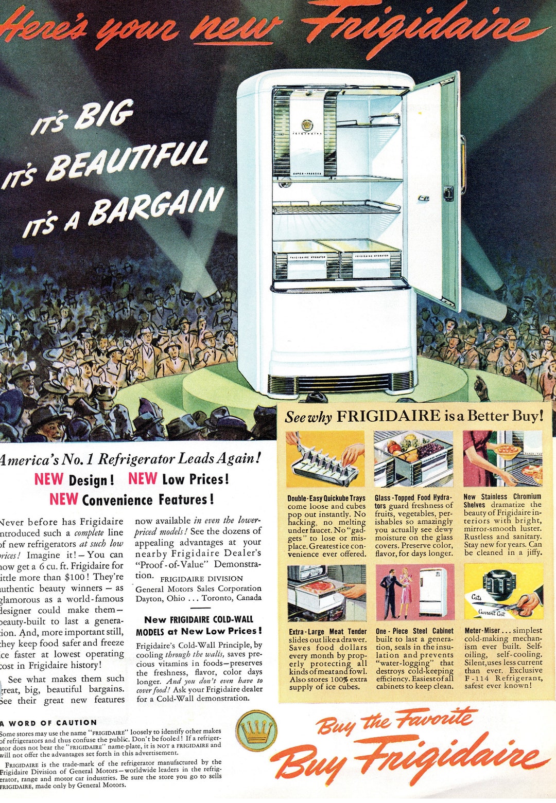 Vintage Original March 1940 Frigidaire Refrigerator Fridge Full Color ...