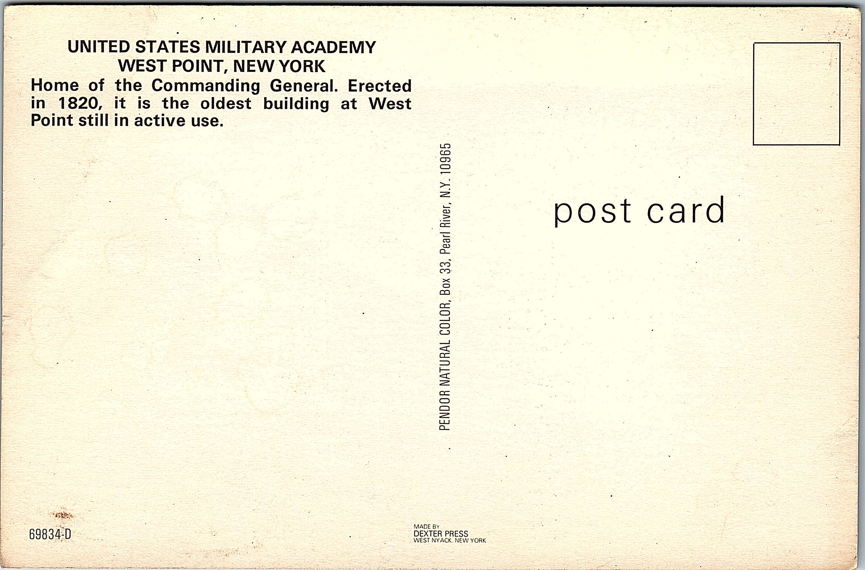Vintage Unposted Postkarte United States Military Academy USMA ...