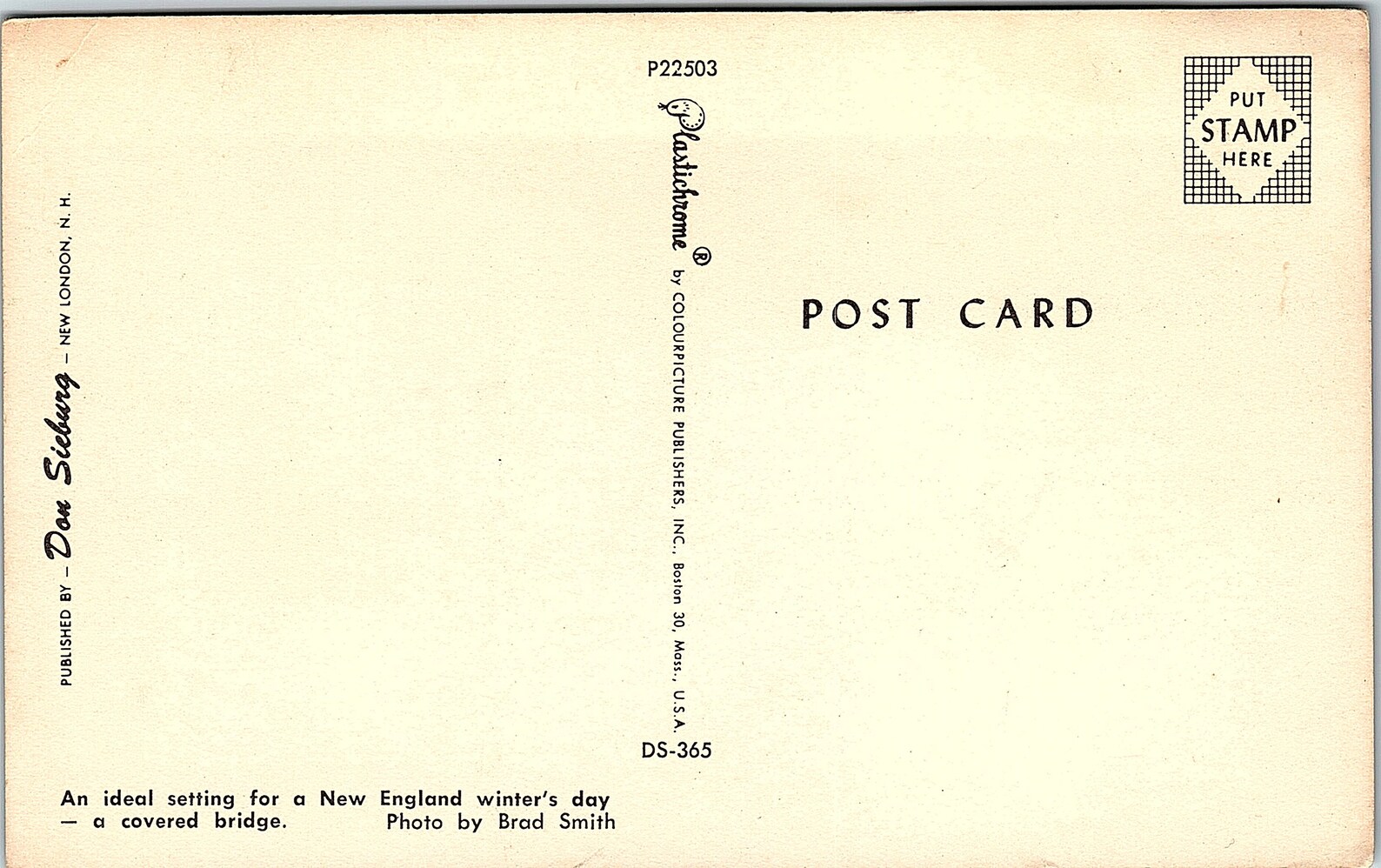 Vintage Unposted Postcard Winter's Day Snowy House & Covered Bridge in ...