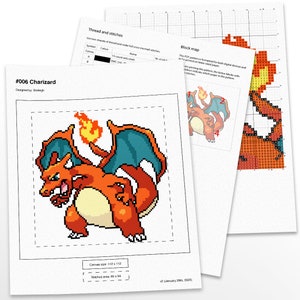 006 Charizard Pokemon Cross Stitch Pattern - Etsy