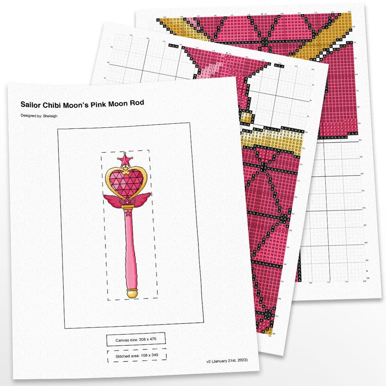 Pink Moon Rod Cross Stitch Pattern - Etsy