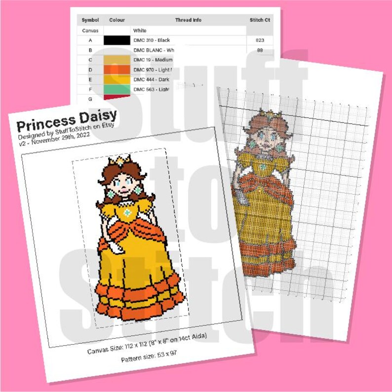 Princess Daisy Cross Stitch Pattern - Etsy