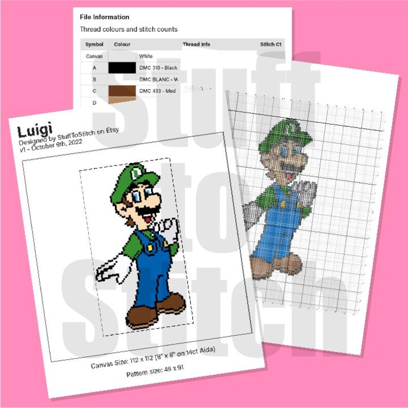 Luigi Cross Stitch Pattern - Etsy