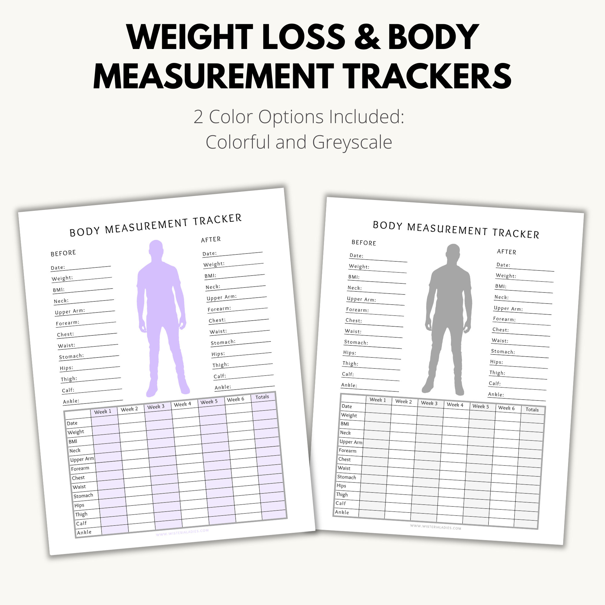 Body Measurement Tracker Printable, Weight Loss Measurement Tracker ...
