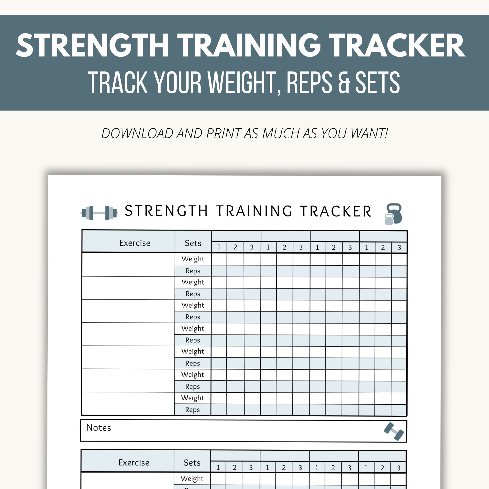 Strength Training Tracker, Planner, Weight Lifting Log, Workout Tracker ... Strength Training Tracker, Planner, Weight Lifting Log, Workout Tracker ...