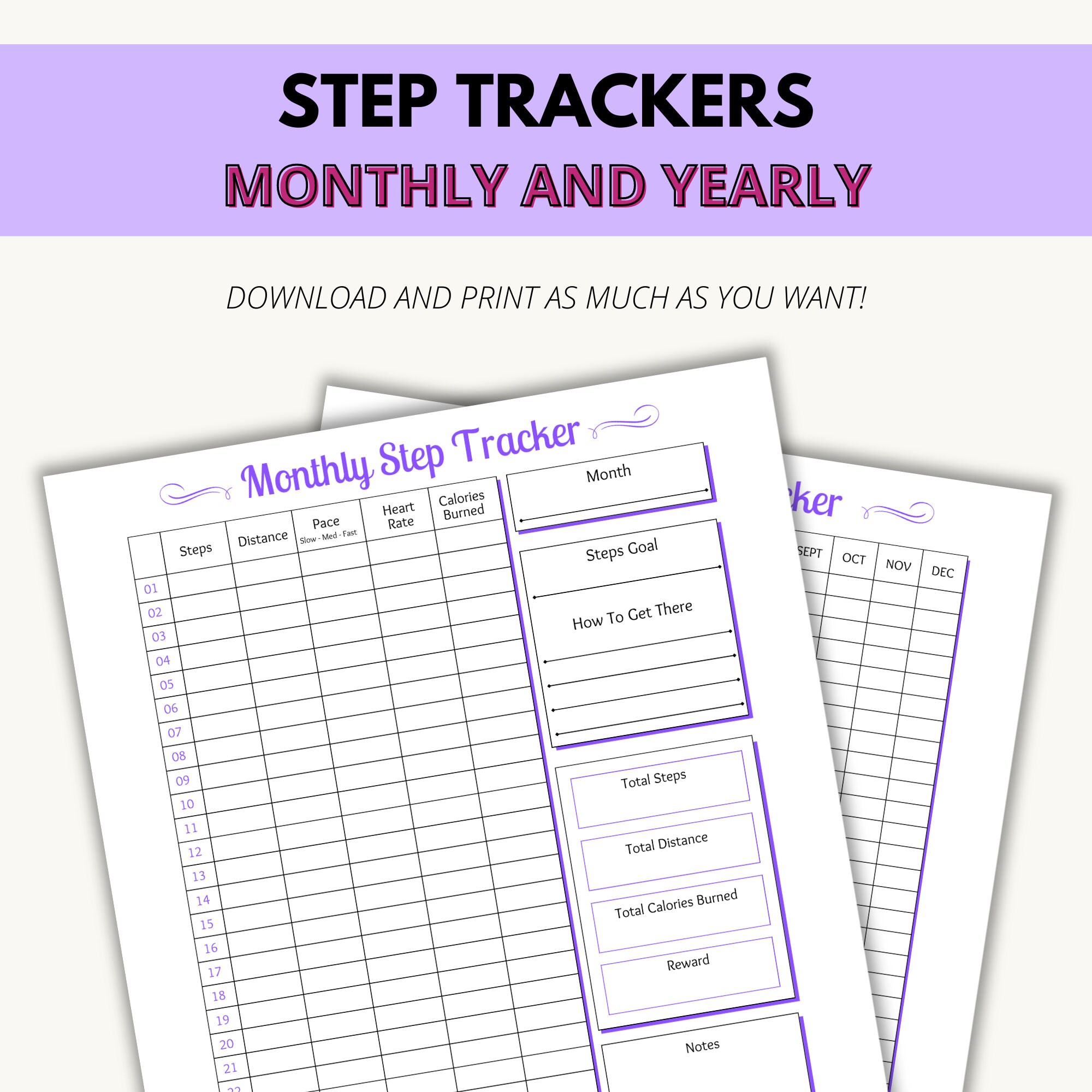 Step Tracker Charts, Walking Gift, Log Book, Walking Chart, Daily Step ...