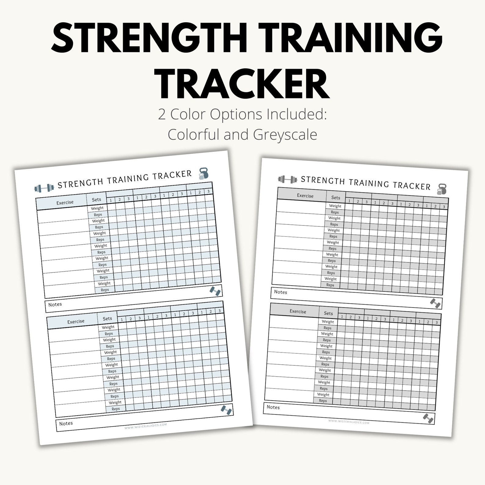 Strength Training Tracker: Weight Lifting Log, Digital Download ...