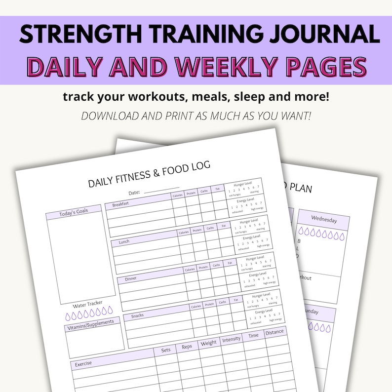 Strength Training Planner, Journal, Weight Lifting Log Book, Tracker ...