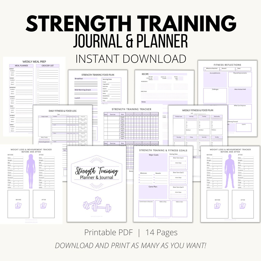 Strength Training Planner, Journal, Weight Lifting Log Book, Tracker ...