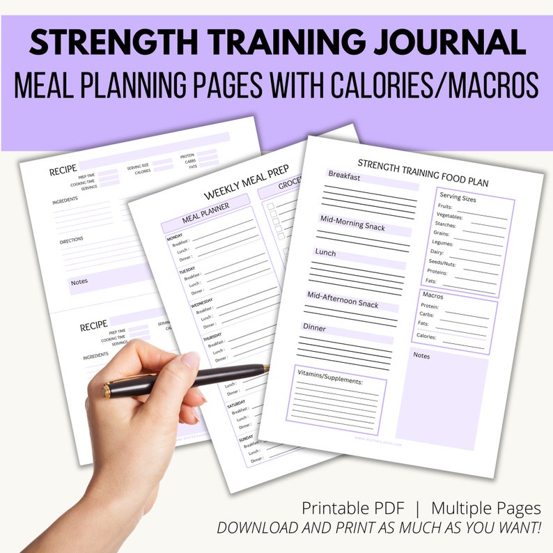 Strength Training Planner, Journal, Weight Lifting Log Book, Tracker ...