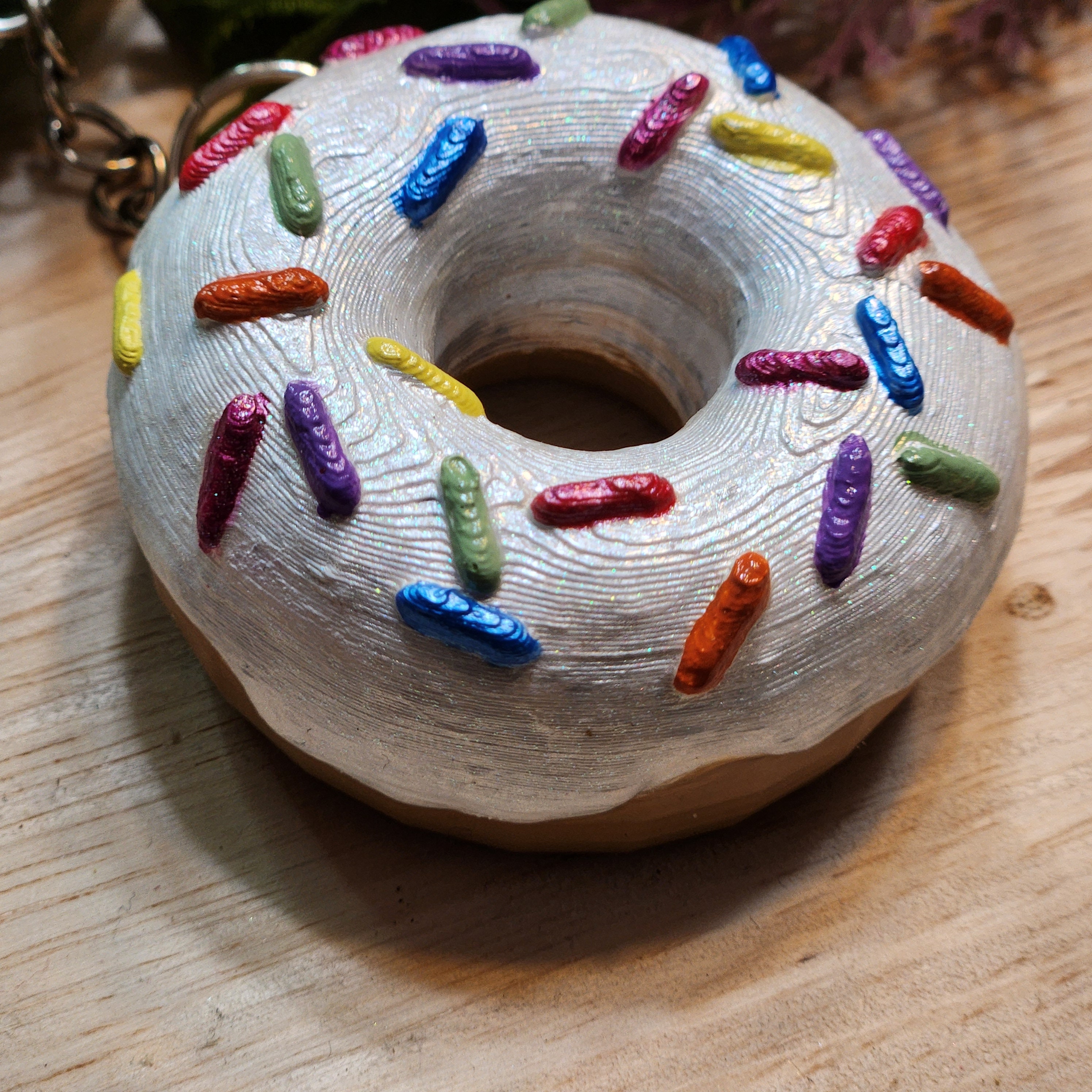 3D Printed Donut Keychain: Chocolate Sprinkle Design - Etsy