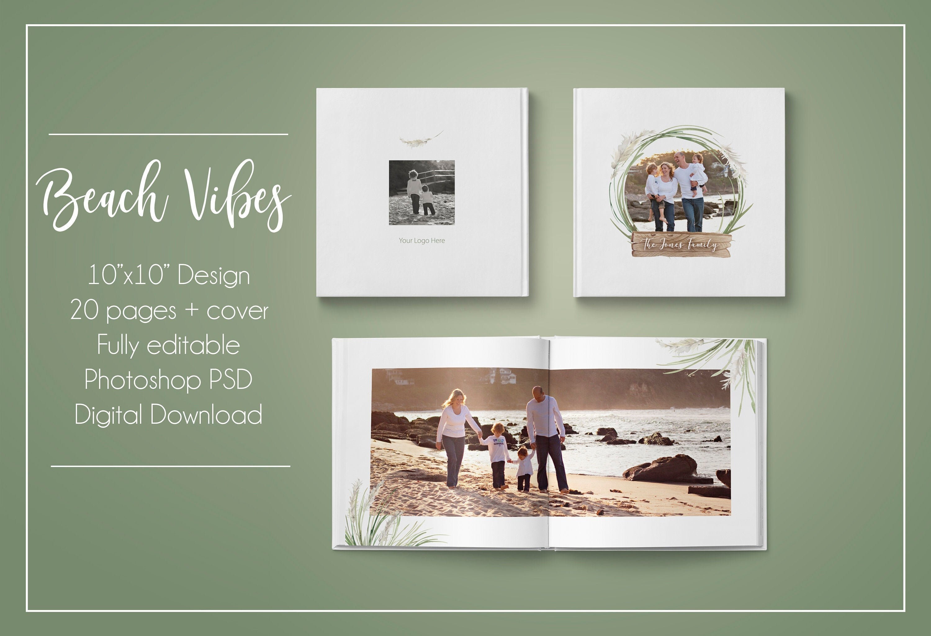 Digital Download Album Book Template Photographer Boho Beach Vibes ...
