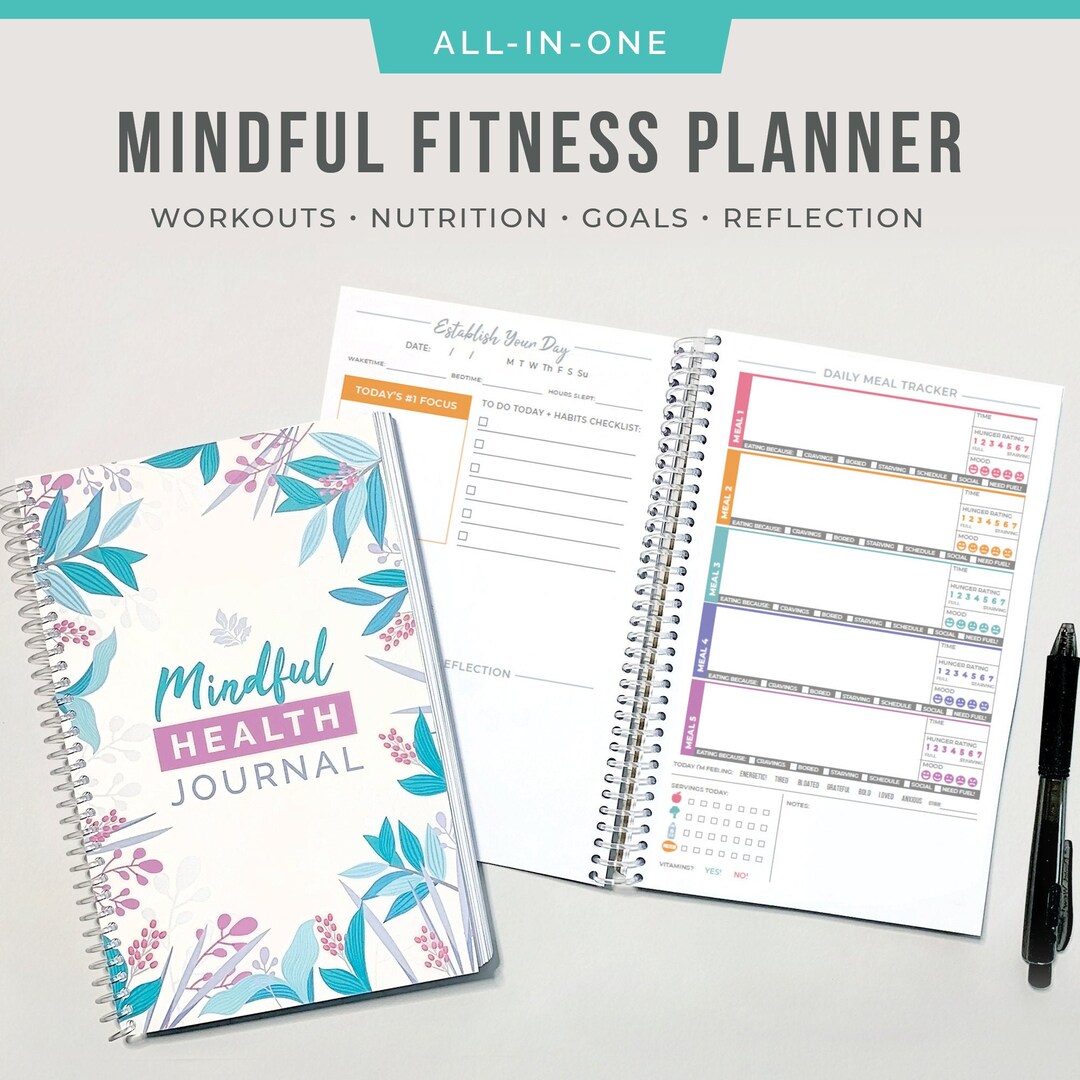 Mindful Health All-in-one Fitness & Food Journal, Fitness Diet Diary ...