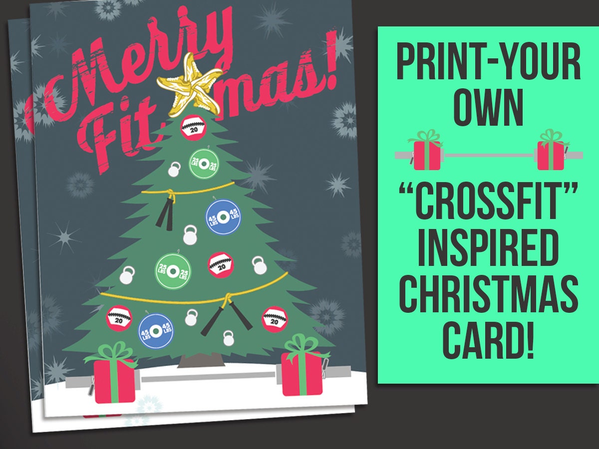 Crossfit Inspired Christmas Cards Merry Fitmas Fitness | Etsy