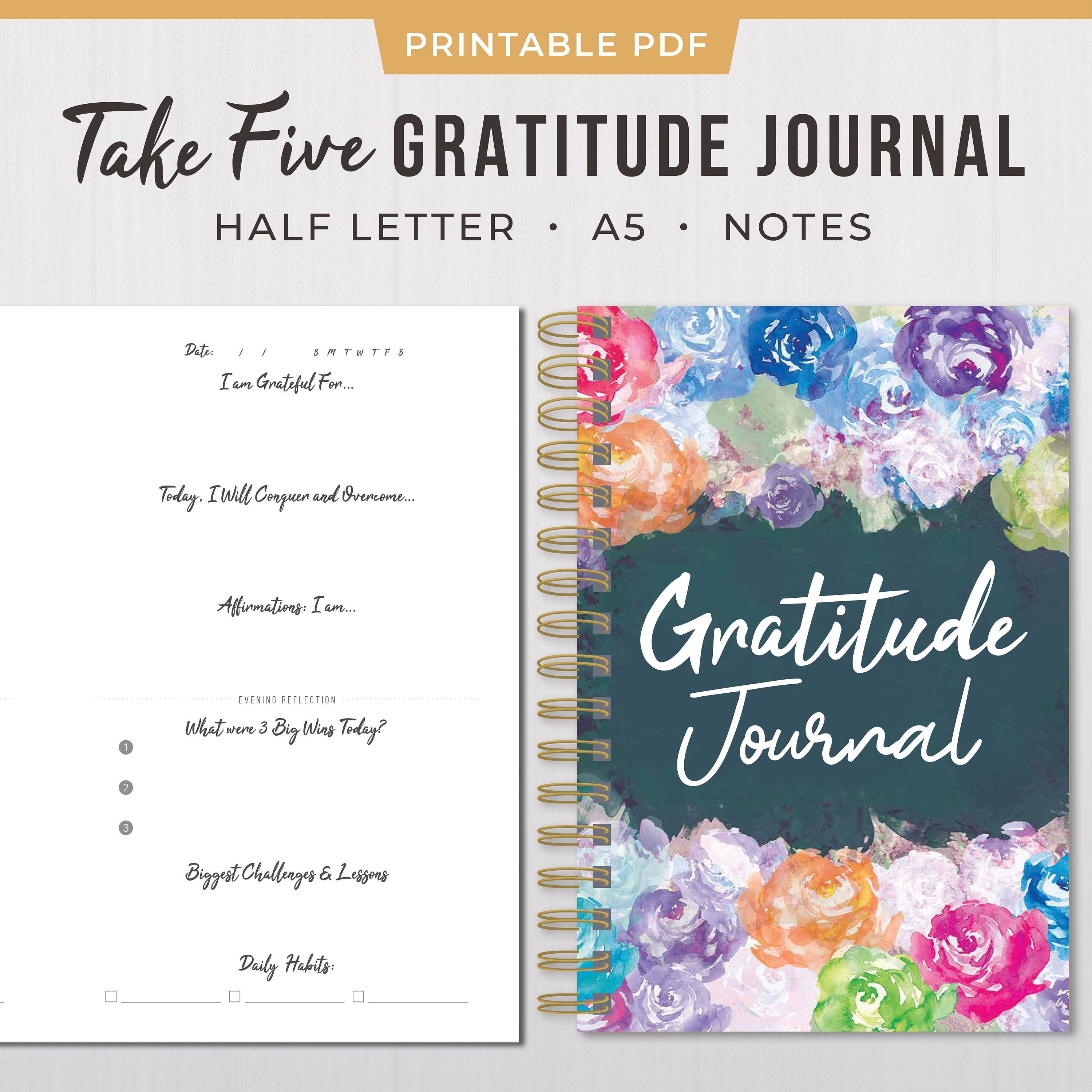 Diario de gratitud imprimible PDF Tome cinco minutos simple | Etsy