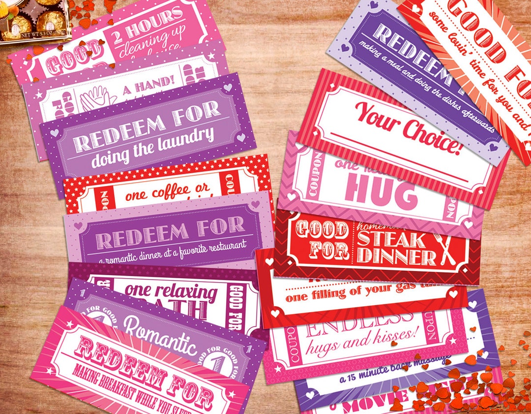 Printable Valentine's Day Love Coupons: Customizable Gift (digital ...