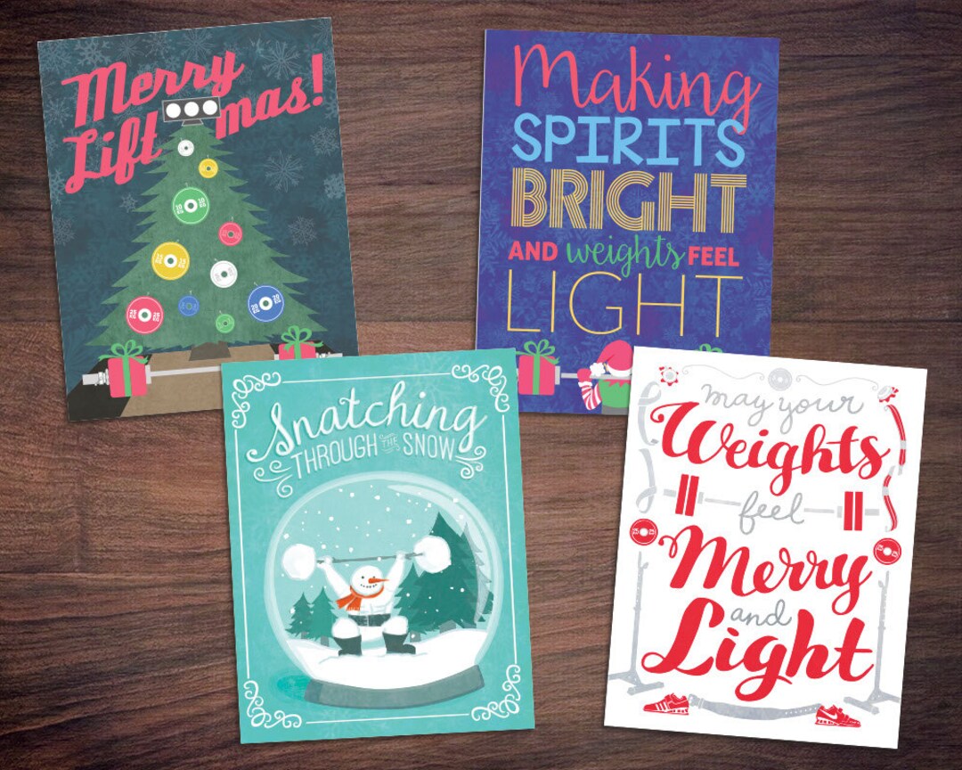 Crossfit Christmas Card Bundle: Weightlifting Holiday Cards - Etsy
