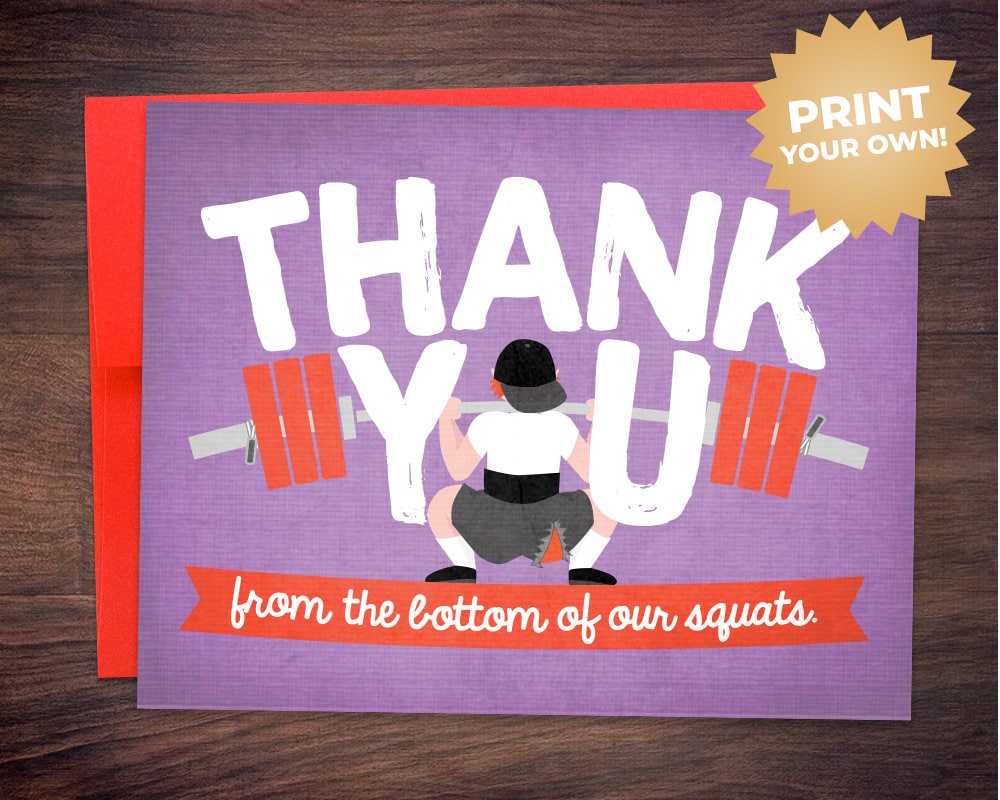 Thank You From the Bottom of My Squat Printable PDF Greeting Card ...