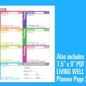 Printable Workout Fitness Trackers Planner Journal Diary Pages - Great ...
