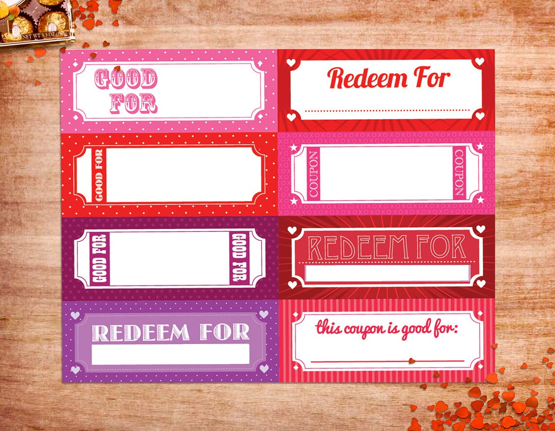 Printable Digital Valentines Day Love Coupons Includes Blank | Etsy