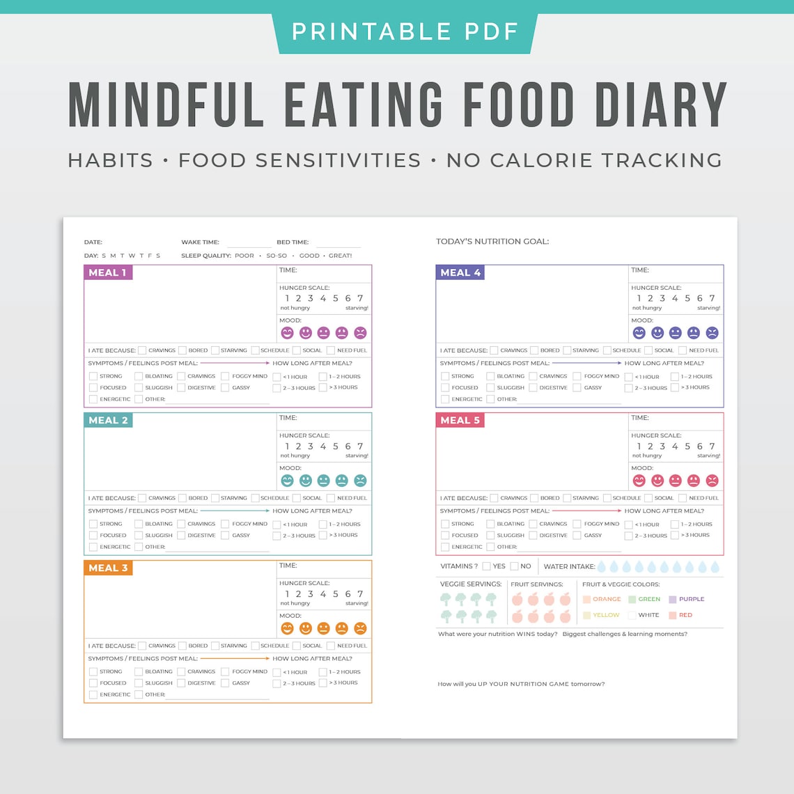 Mindful Eating Nutrition Diary Food Sensitivity Logging - Etsy
