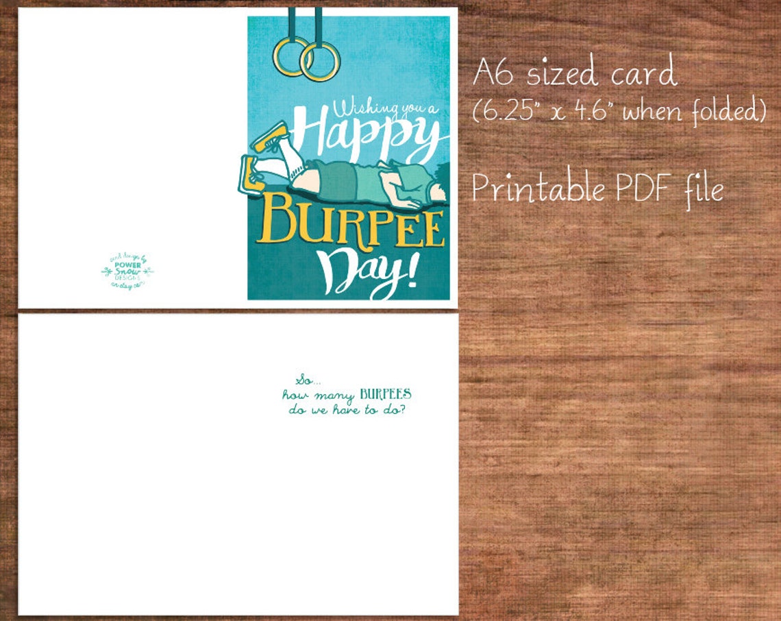 Crossfit Birthday Printable Happy Burpee Day Card - Customized ...