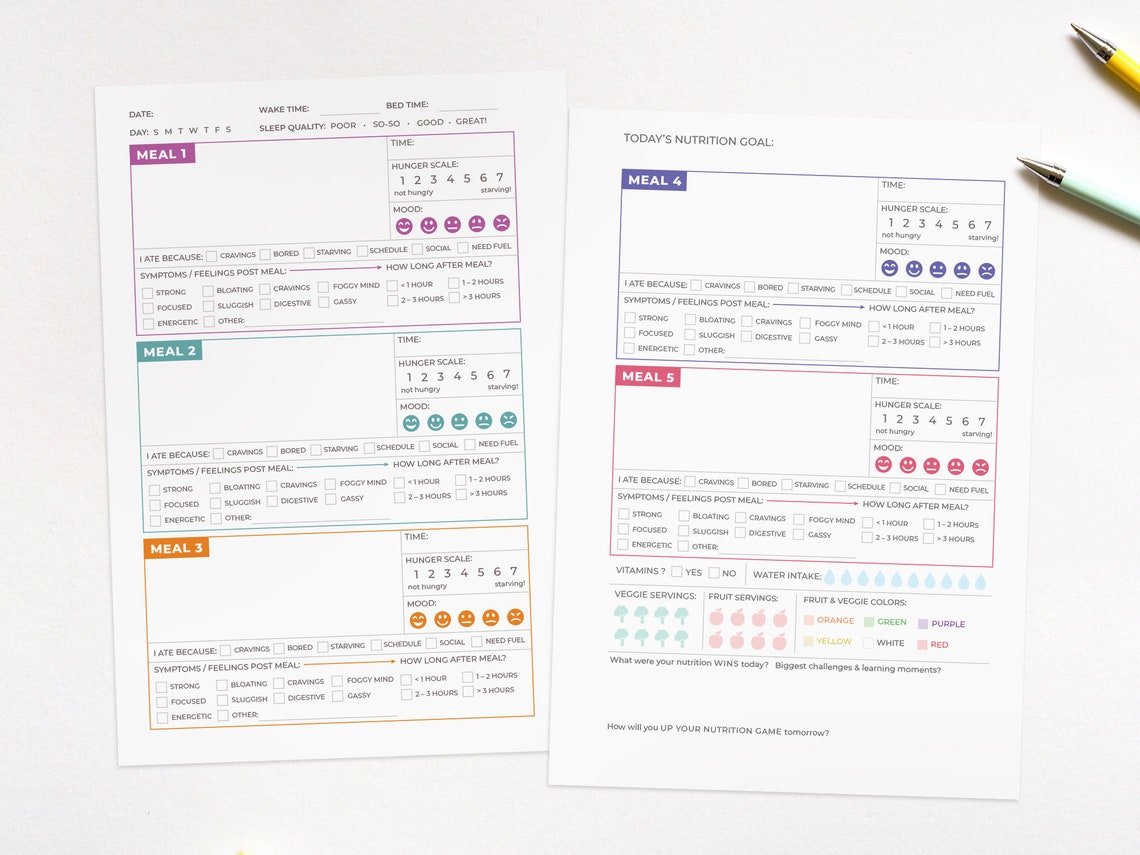 Mindful Eating Nutrition Diary - Food Sensitivity Logging Pages ...