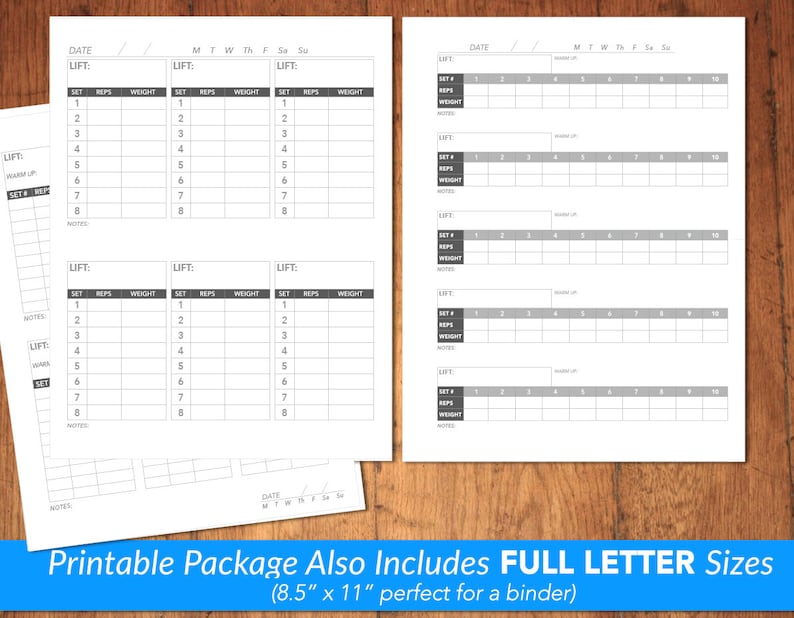 Weightlifting Workout Journal Tracking Pages Printable PDF - Etsy