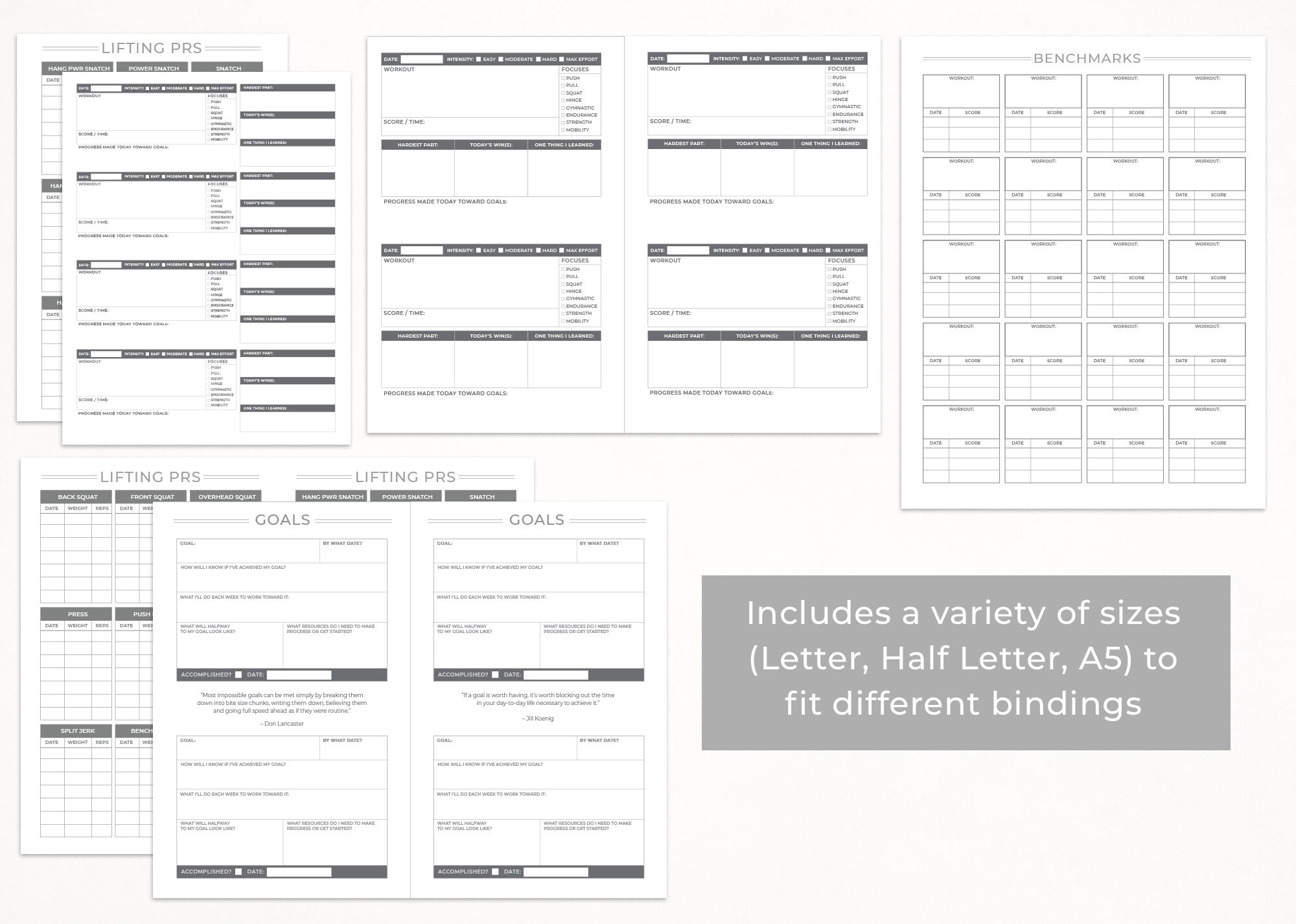Crossfit WOD Logging Journal Workout Logging Printable PDF - Etsy