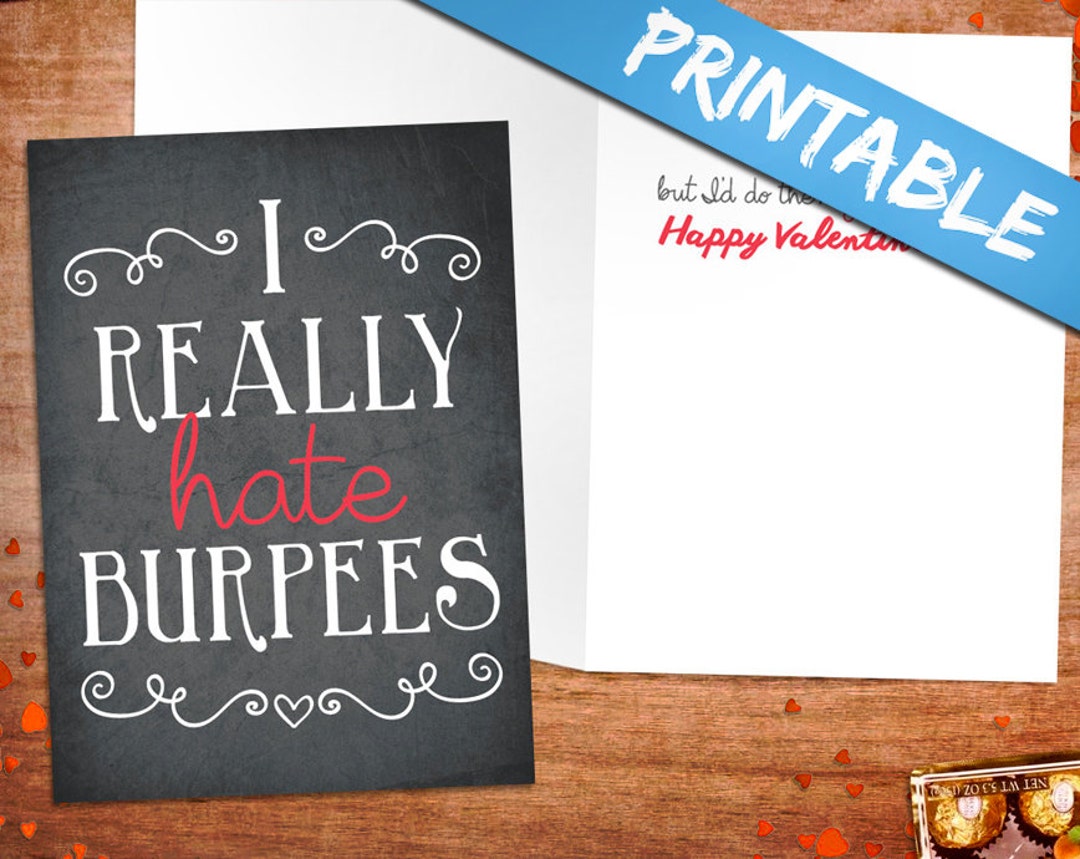 Funny Burpees Valentine's Day Card: Crossfit Gym Love (PDF) - Etsy