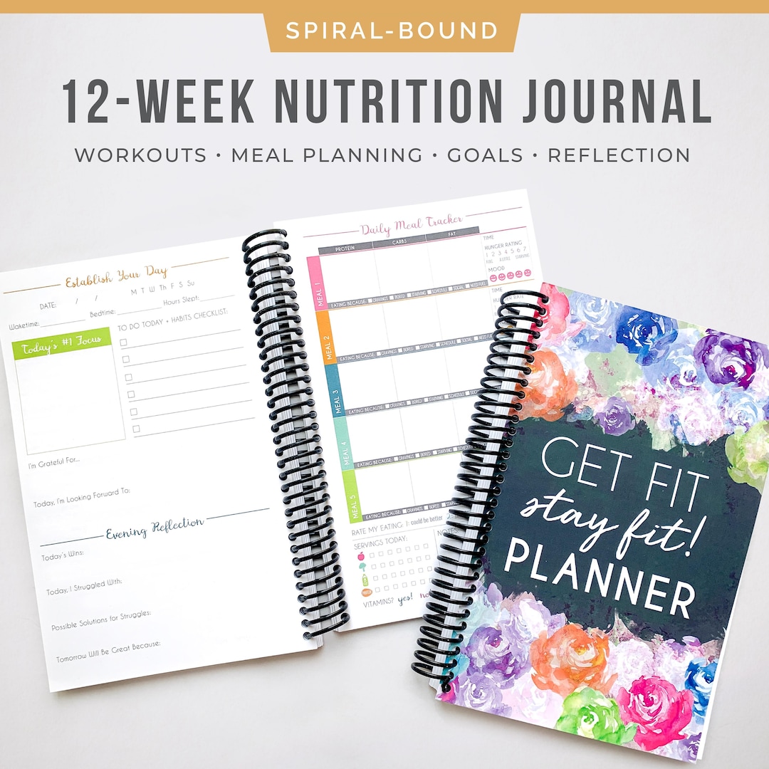 12 Week Fitness Planner - Colorful Floral Gratitude Journal Nutrition ...