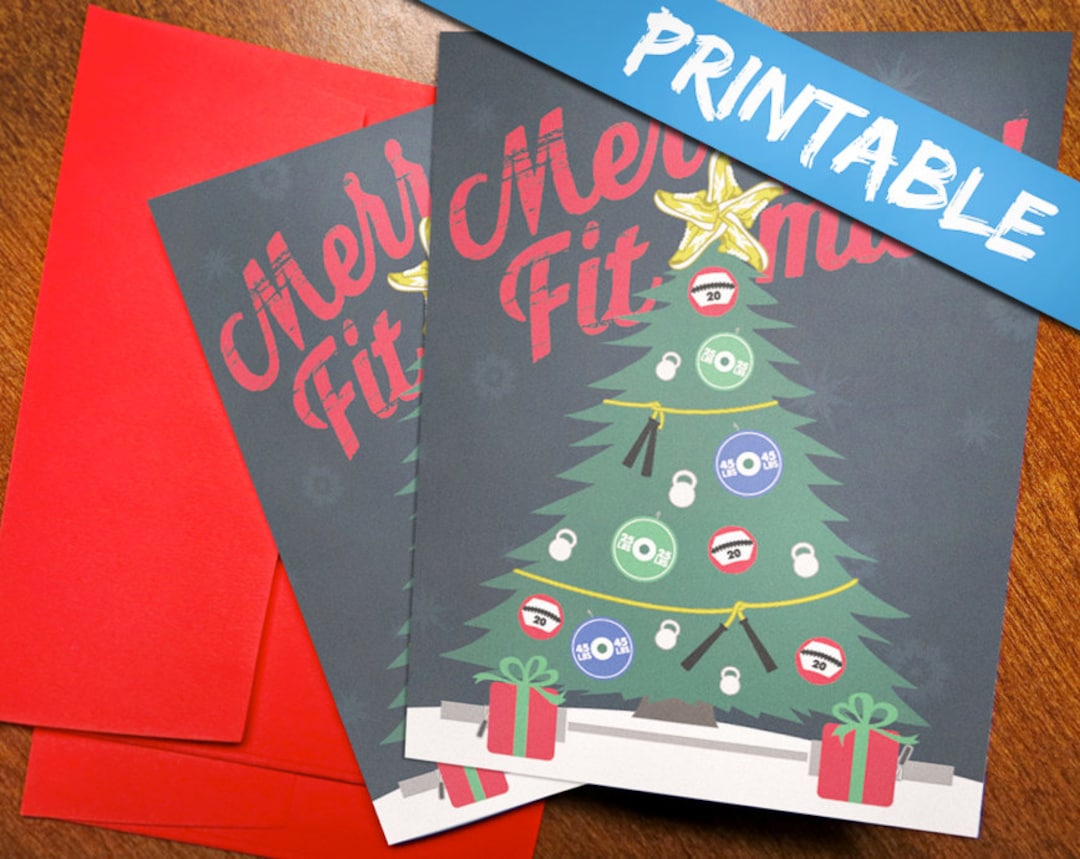 Merry Fitmas Christmas Card: Crossfit Ornament Tree (digital PDF) - Etsy