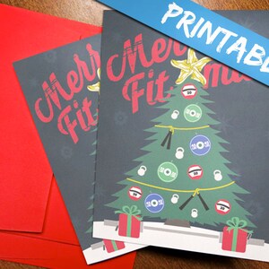 Merry Fitmas Christmas Card: Crossfit Ornament Tree (digital PDF) - Etsy