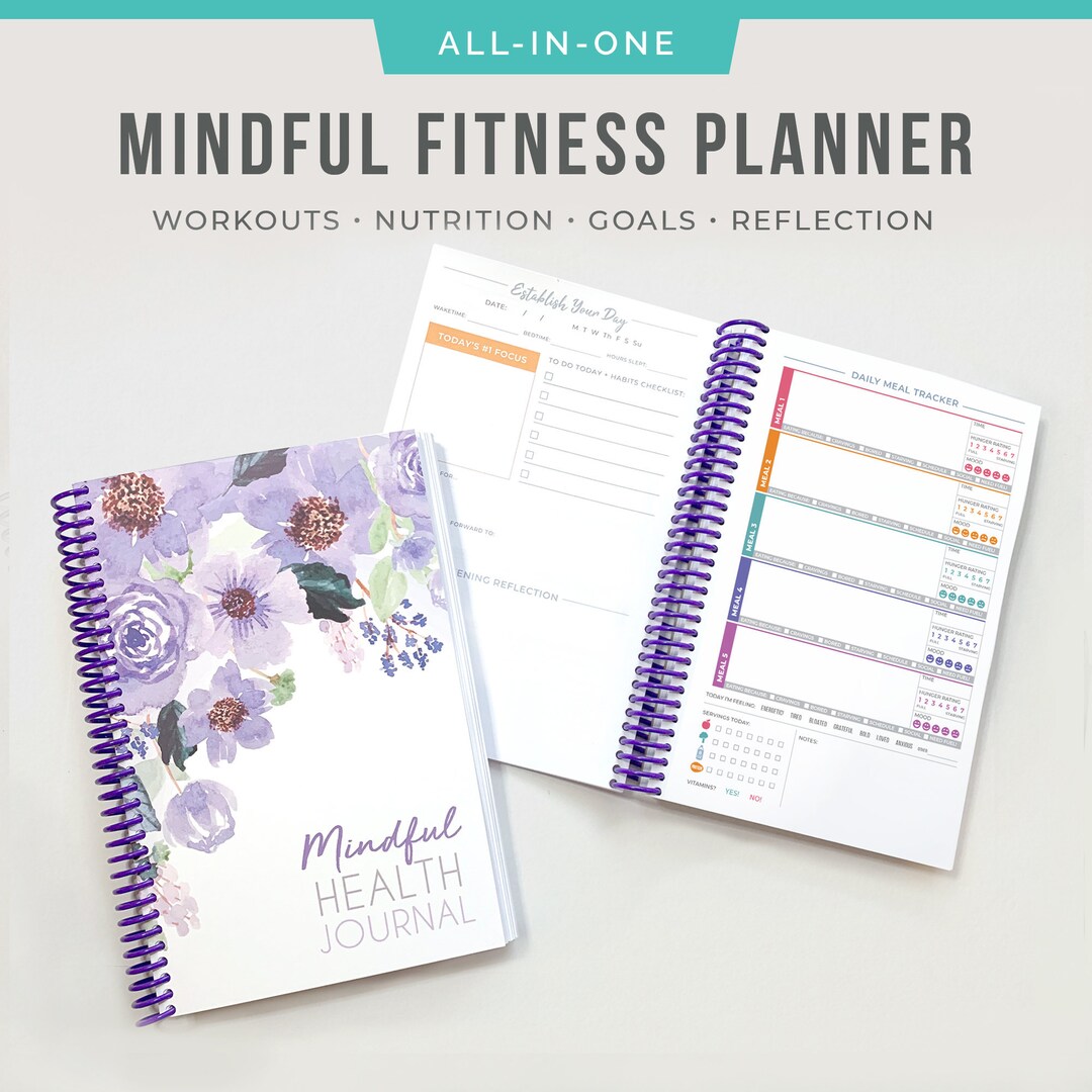 Mindful Health All-in-one Fitness & Food Journal, Fitness Diet Diary ...