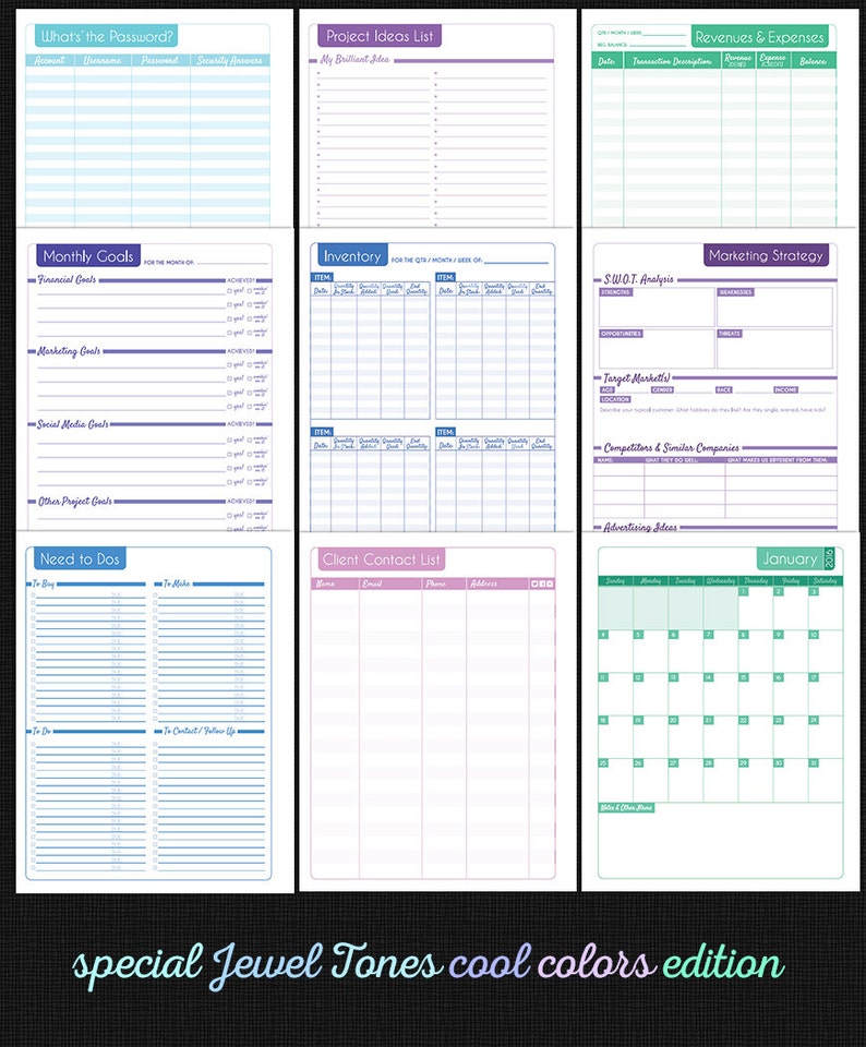 Small Business Organizer & Planner Sheet Package With 2018 - Etsy