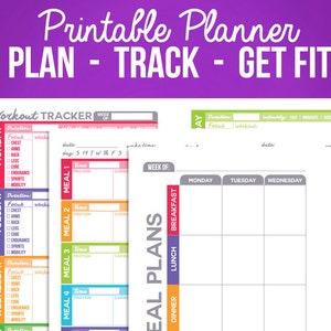 Printable Fitness Planner Nutrition Tracker Bundle - Weight Loss ...