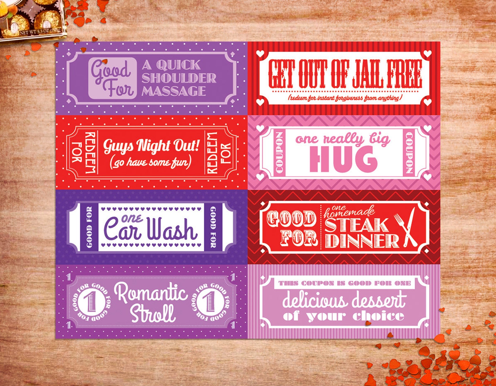 Printable Digital Valentines Day Love Coupons Includes Blank | Etsy