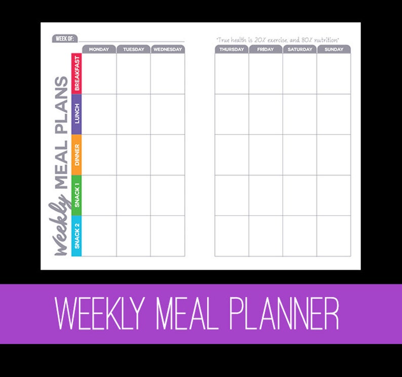 Printable Fitness Planner Bundle: Weekly Workout, Meal Planning (PDF ...