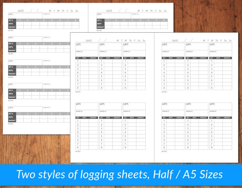 Weightlifting Workout Journal Tracking Pages Printable PDF - Etsy