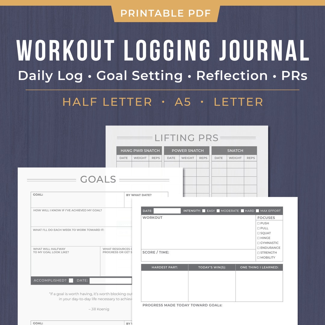 Crossfit WOD Logging Journal: Workout Tracker (printable PDF) - Etsy