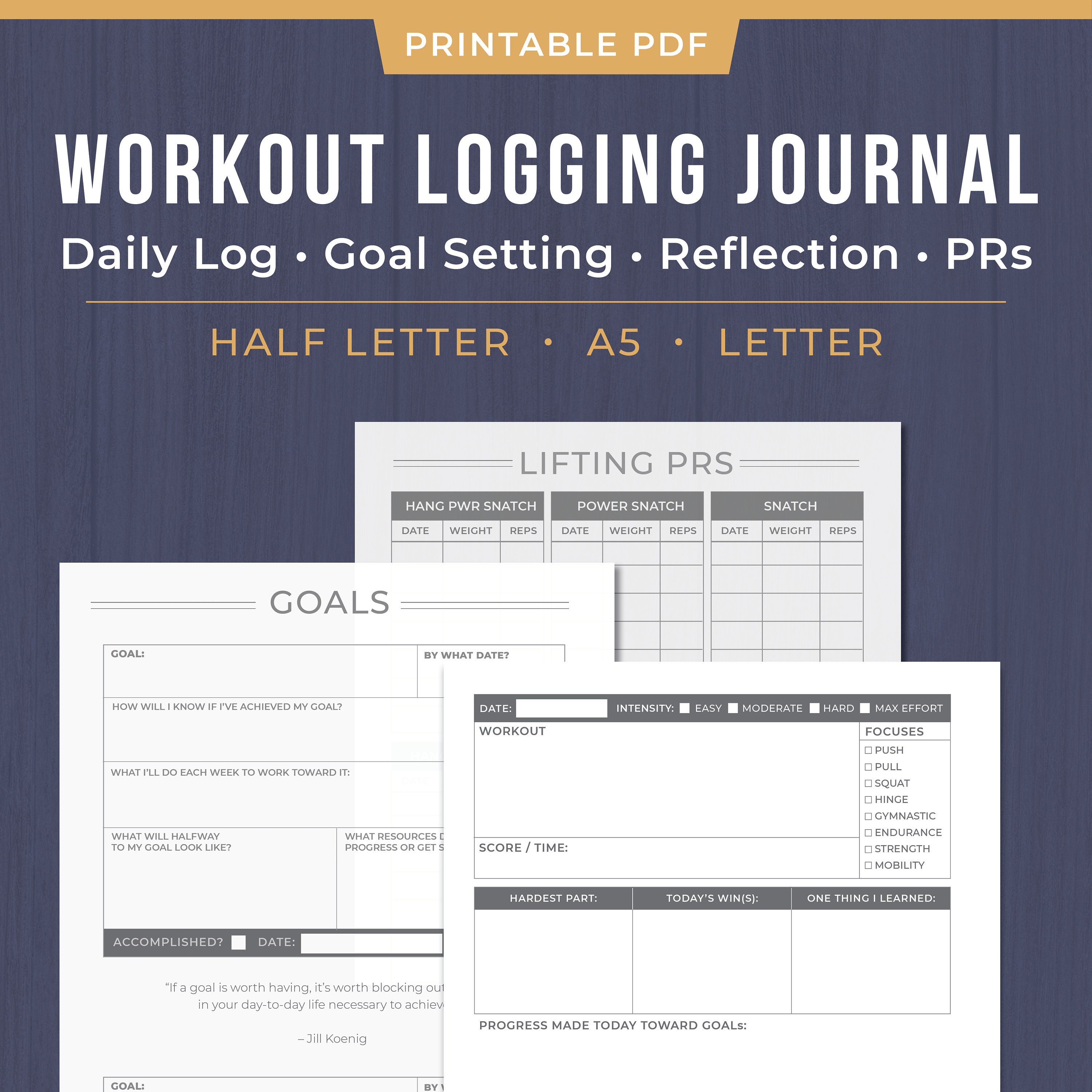 Crossfit WOD Logging Journal Workout Logging Printable PDF - Etsy
