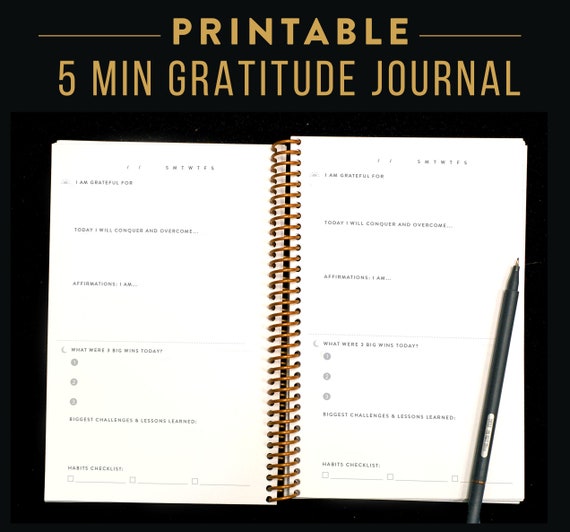 Printable Gratitude Journal Daily Take Five Minutes | Etsy