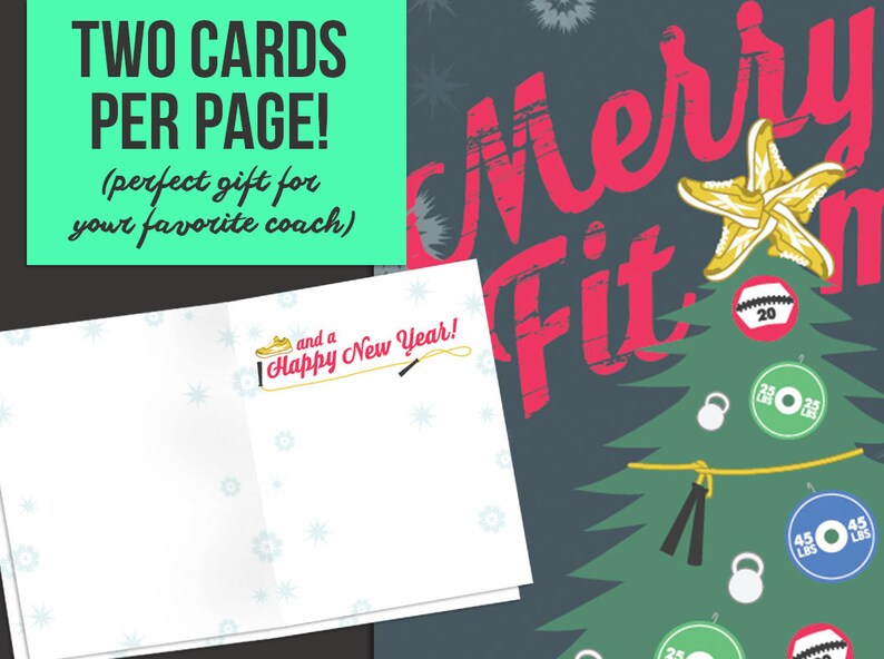 Merry Fitmas Christmas Card: Crossfit Ornament Tree (digital PDF) - Etsy