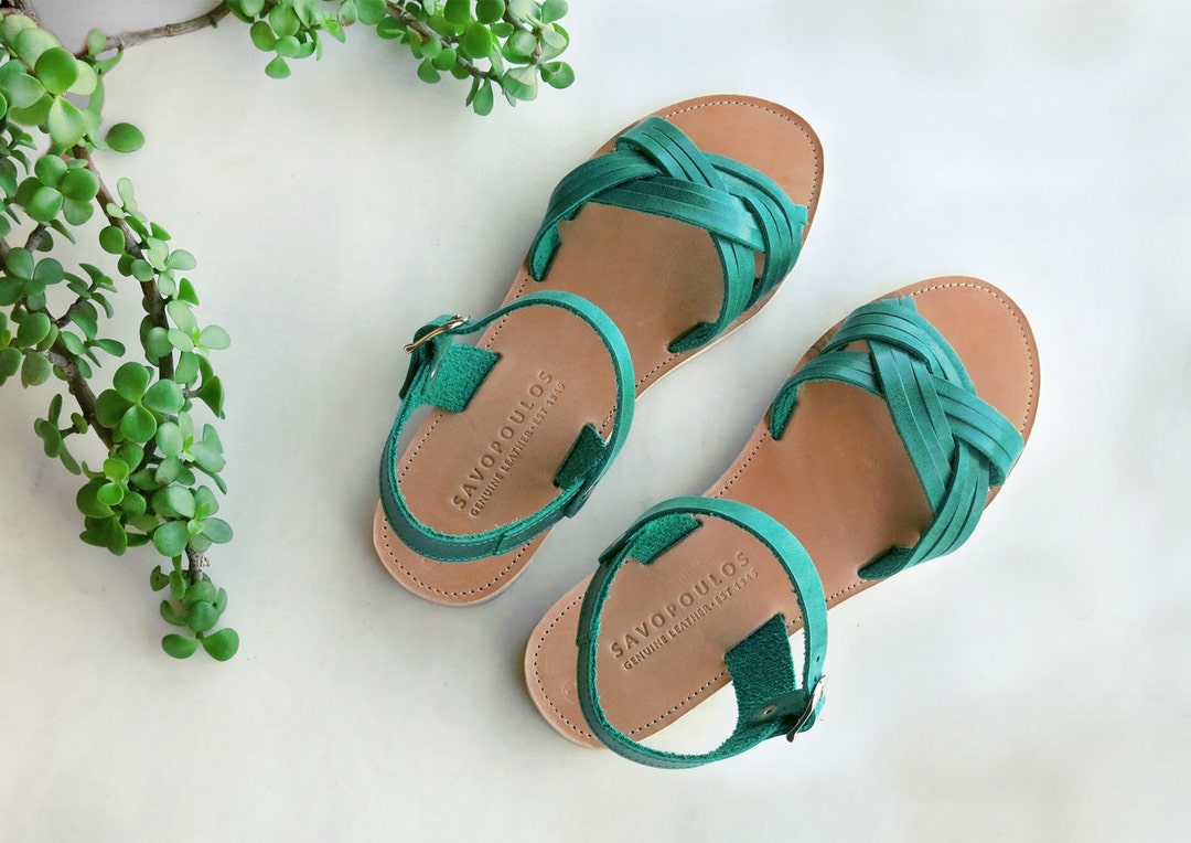 Greek Sandals, Strappy Sandals, Leather Sandals, Sandals, Green Sandals ...