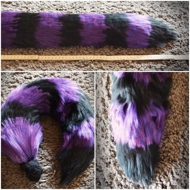 Striped Purple Black Cat Tail - Etsy
