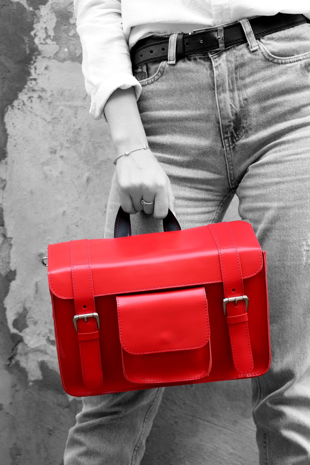 Personalized Leather Red Crossbody Camera Bag DSLR Canon Nikon Case ...