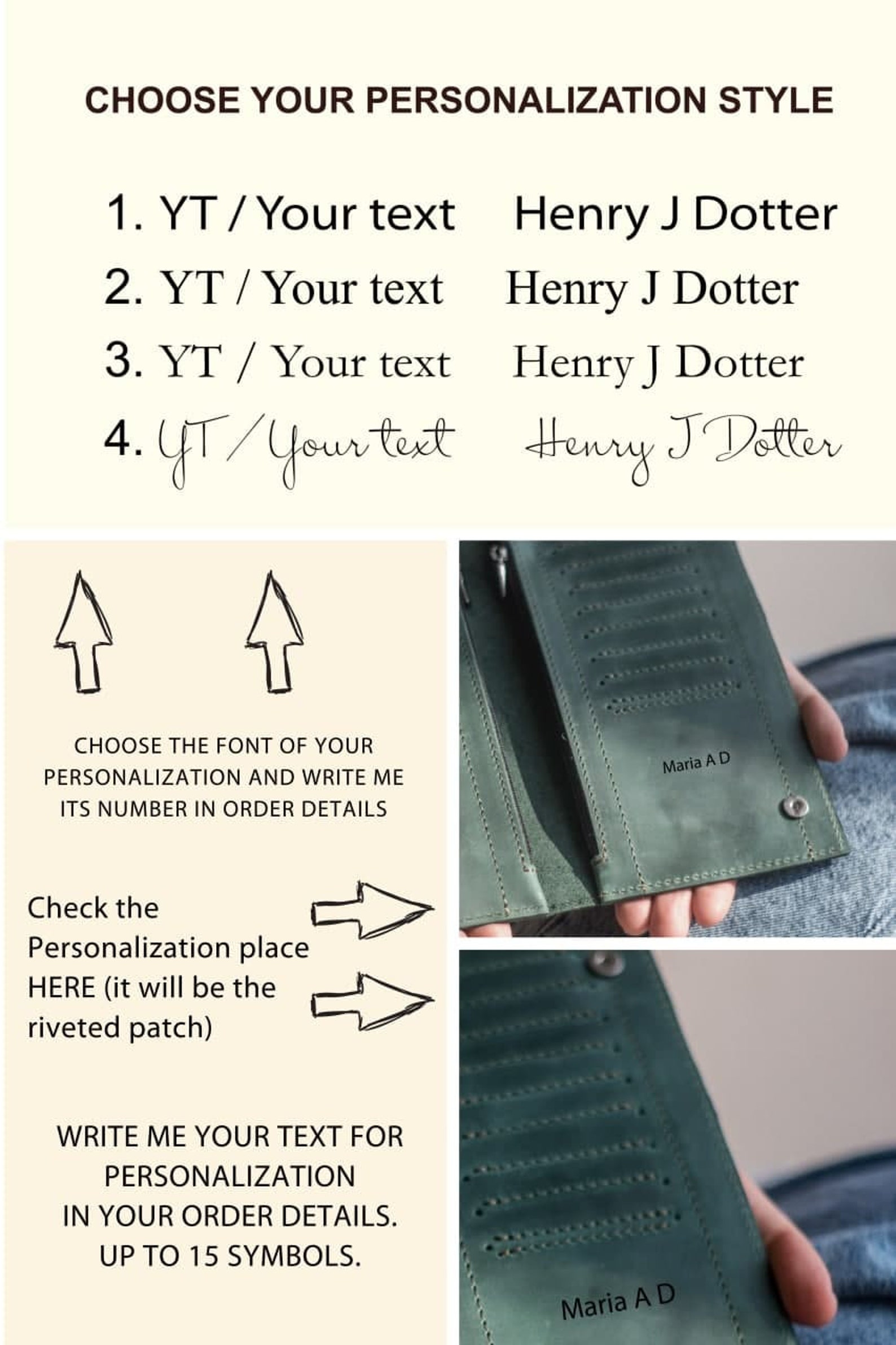 Personalized Unique Leather Emboss Floral Boho Long Credit | Etsy