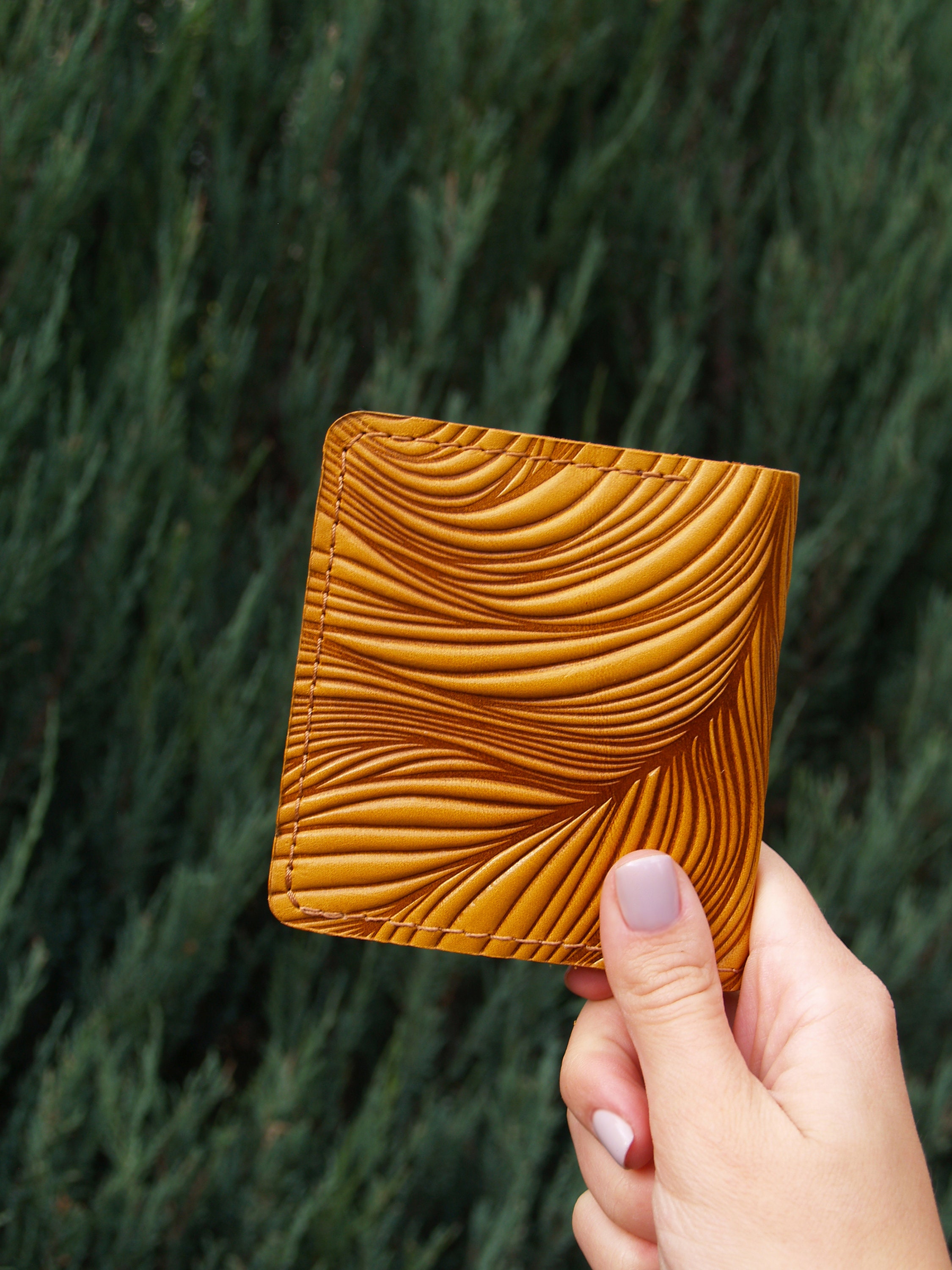 Personalized Unique Leather Slim Wallet Geometry Pattern Money Pouch ...