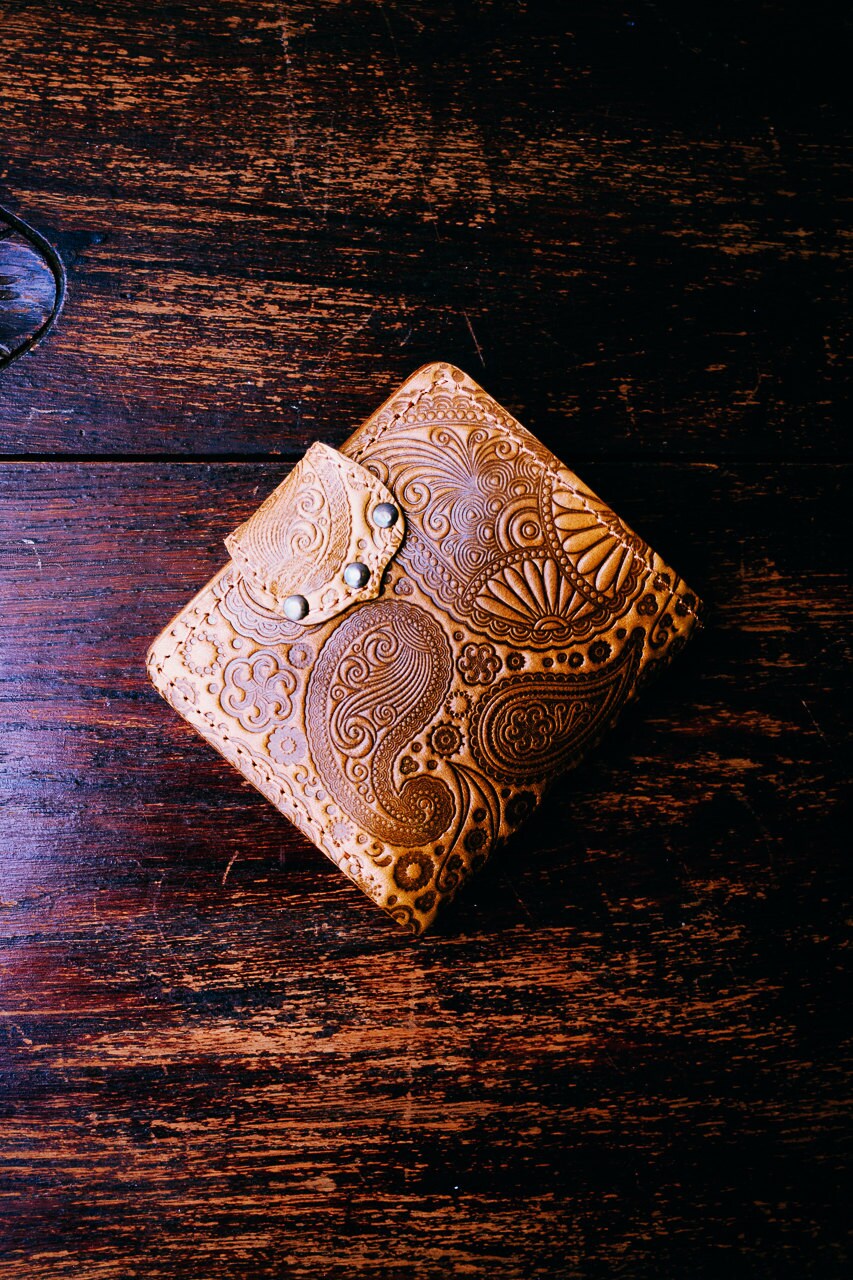 Personalized Unique Yellow Paisley Embossed Pattern Leather - Etsy