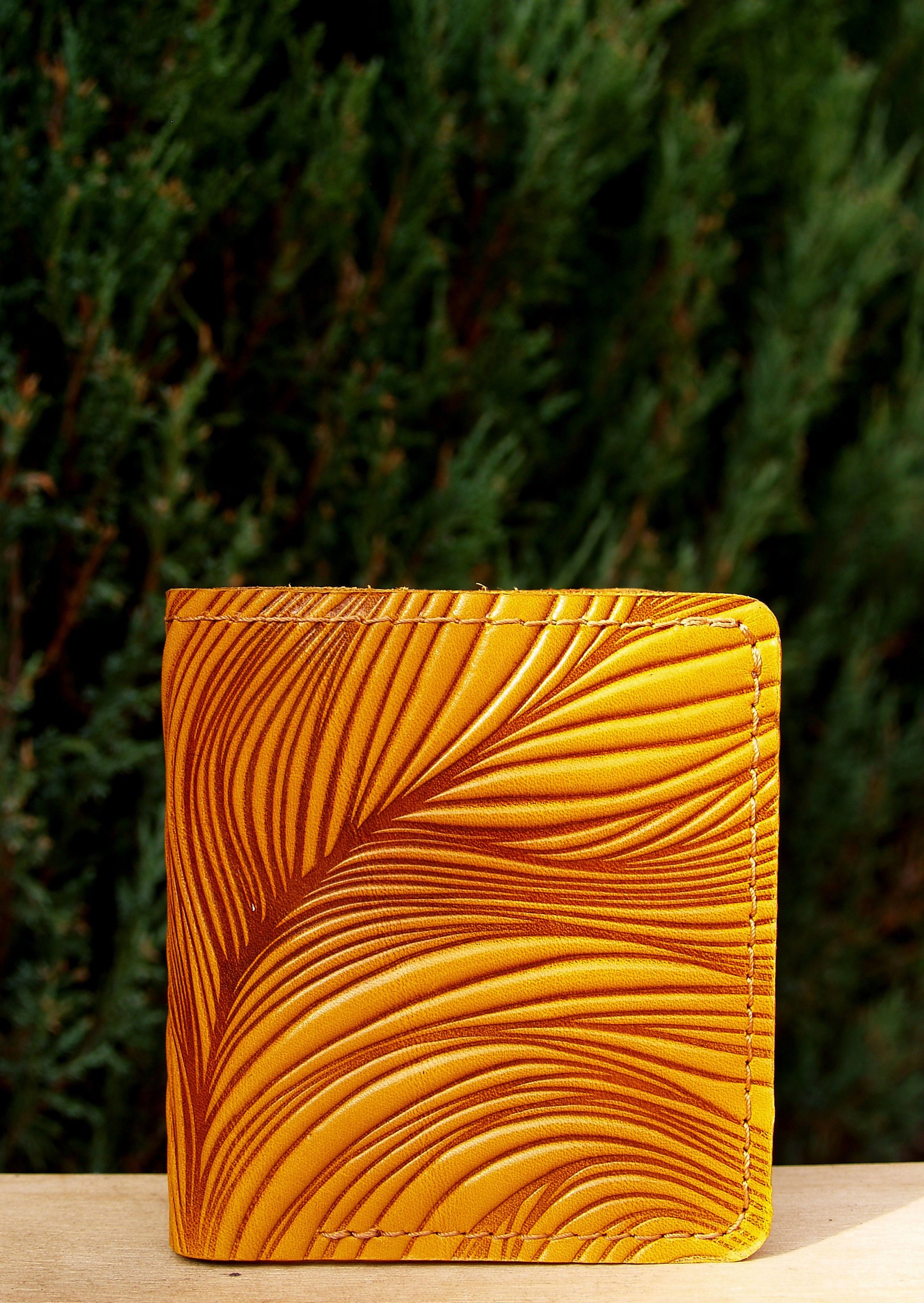 Personalized Unique Leather Slim Wallet Geometry Pattern Money Pouch ...